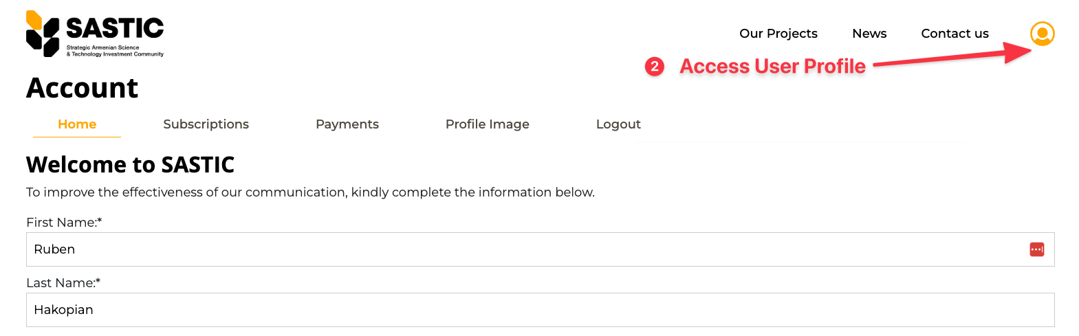 Updating Profile Information – SASTIC